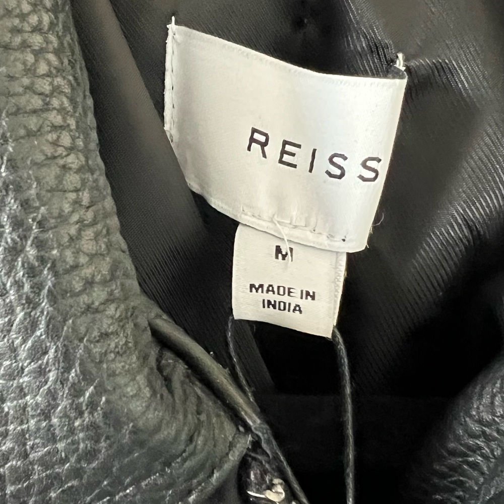 Brand New Reiss Zip Through Leather Jacket In Medium - Gem